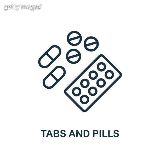 Tabs And Pills icon outline style. Thin line creative Tabs And Pills ...