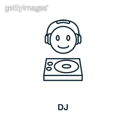 Dj icon from party collection. Simple line element Dj symbol for ...