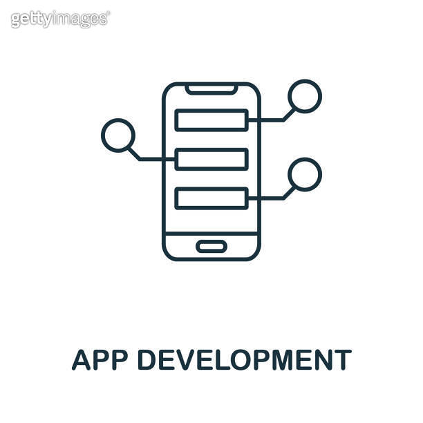 App Development line icon. Thin design style from programmer icon collection. Simple app ...