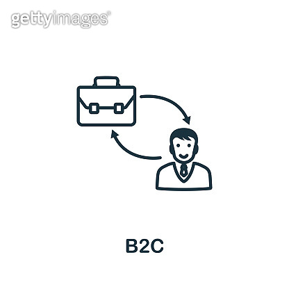 B2C icon outline style. Thin line creative B2C icon for logo, graphic ...