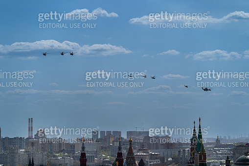 Rehearsal of the Victory Air Parade, which took place on Red Square on ...