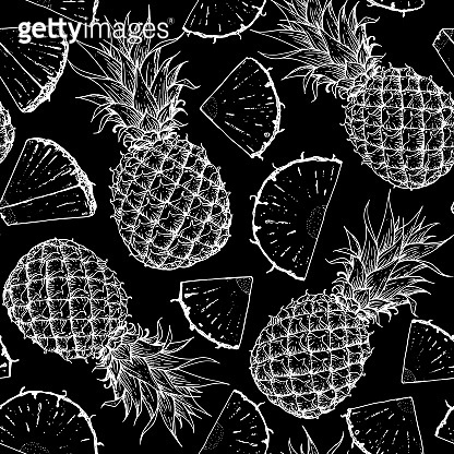 Seamless pattern. Pineappple hand drawn package design. Pineapple ...