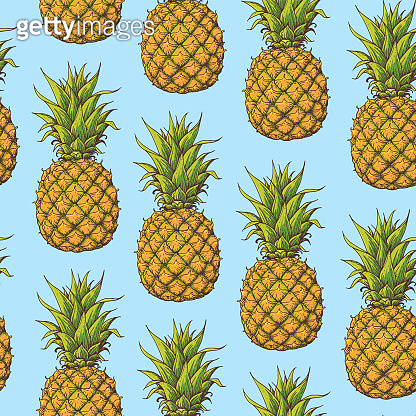 Seamless pattern with Pineappple. Hand drawn package design. Pineapple ...