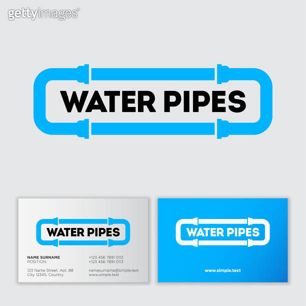 Water pipe emblem and business card. Company symbol like frame ftom ...