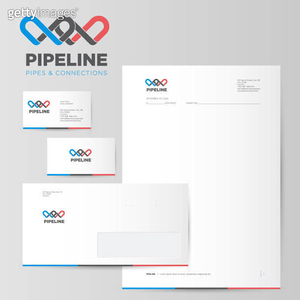 Pipeline emblem & identity. Crossed color pipes on a white background ...