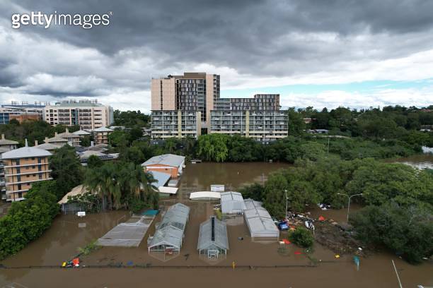 Aerial photo of Brisbane 2022 Flood around UQ Saint Lucia 이미지 ...