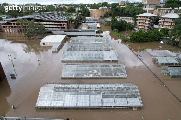 Aerial photo of Brisbane 2022 Flood around UQ Saint Lucia 이미지 ...
