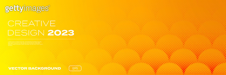 Yellow orange gradient background, geometric halftone pattern, vector abstract trendy line ...