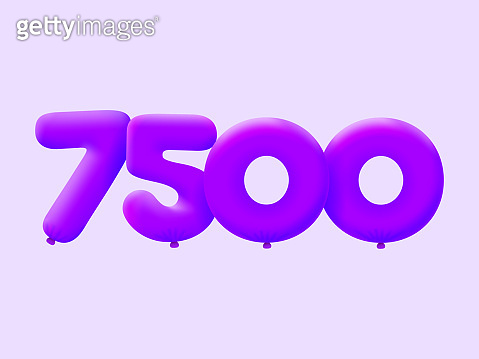 Purple 3D number 7500 balloon realistic 3d helium Purple balloons ...