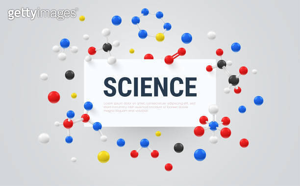 Realistic science and technology banner with rectangle frame vector ...