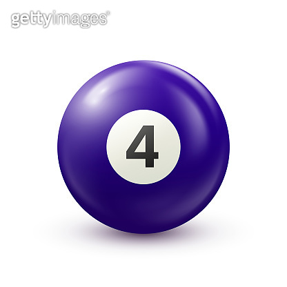 Billiard, purple pool ball with number 4 Snooker or lottery ball on ...