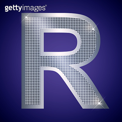 Beautiful silver letter R with brilliants. Vector font, alphabet ...