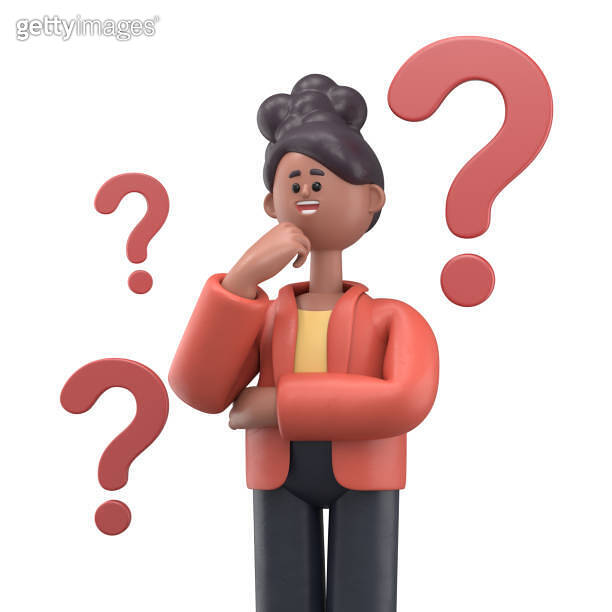 3D illustration of smiling african american woman Coco doubts and ...