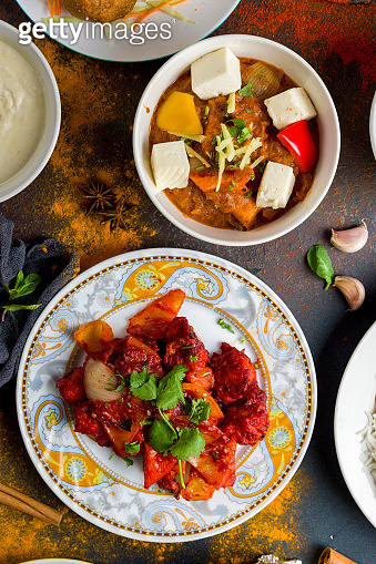 chicken tikka masala Indian food on with spices, kadai chicken indian ...