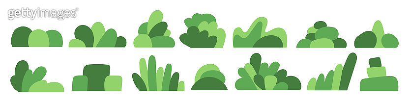 Shrub bush shrubbery tree simple abstract flat cartoon vector ...