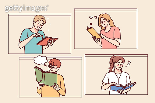 Happy people reading books 이미지 (1412399727) - 게티이미지뱅크