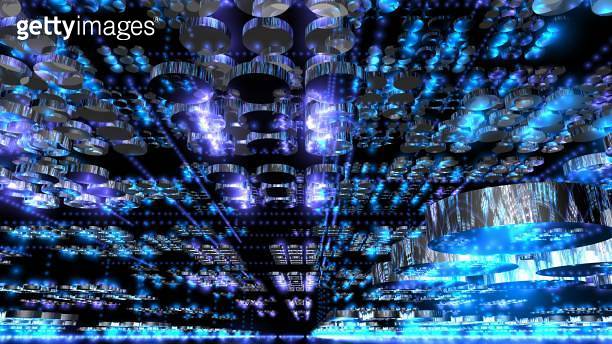 The horizon of a vast digital space. A technological singularity that can be seen in the ...