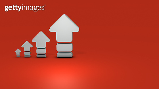Arrows pointing upwards. An abstract concept representing a gradual ...
