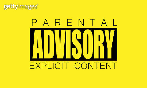 Isolated transparent color trough and black parental advisory explicit ...