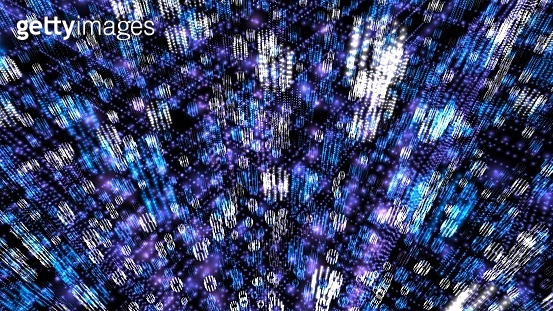 An abundant glowing data array in a vast digital space. Cryptocurrency assets in the Meta verse ...