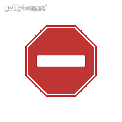 Octagonal red and white stop red traffic sign, do not cross road ...