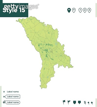 Moldova - map with shaded relief, land cover, rivers, lakes, mountains ...