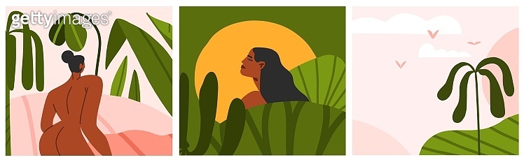 Hand drawn vector abstract modern graphic,clipart illustration of young boho female character in ...