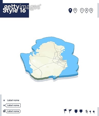 Qatar - map with shaded relief, land cover, rivers, mountains. Biome ...