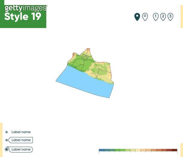 Yogyakarta, Indonesia - high detailed physical map. Vector map. Dem map ...