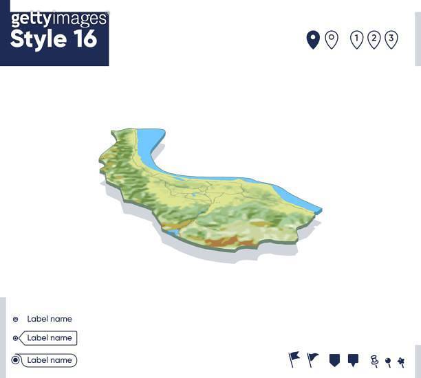 Gilan, Iran - map with shaded relief, land cover, rivers, mountains ...