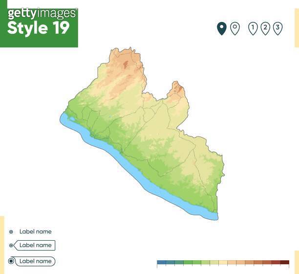 Liberia - high detailed physical map. Vector map. Dem map. (1409176079 ...