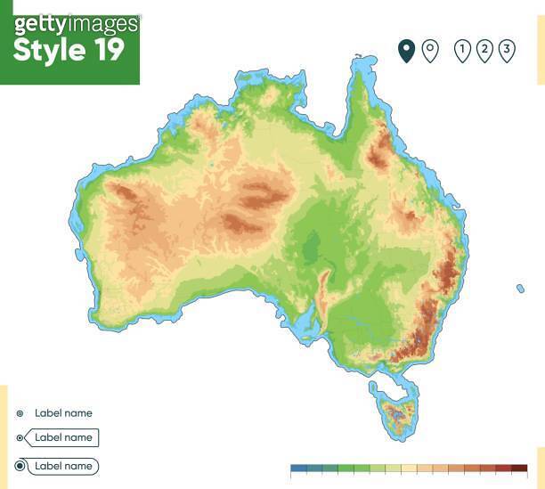Australia - high detailed physical map. Vector map. Dem map ...