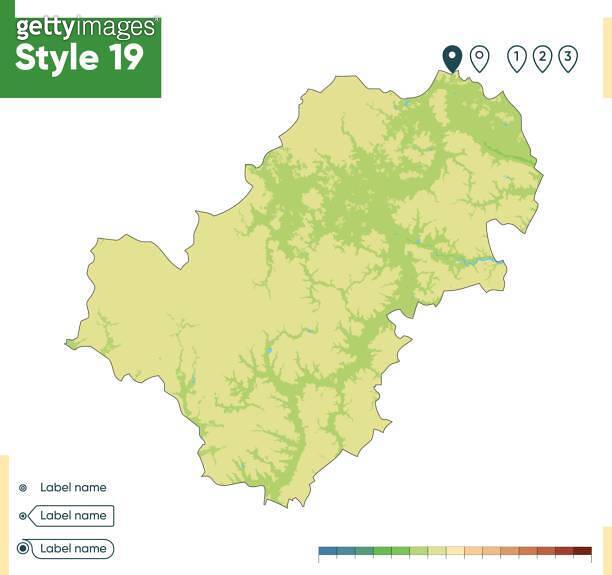 Kaluga Region, Russia - high detailed physical map. Vector map. Dem map ...