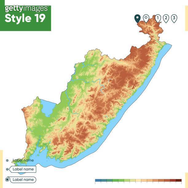 Primorye Territory, Russia - high detailed physical map. Vector map ...