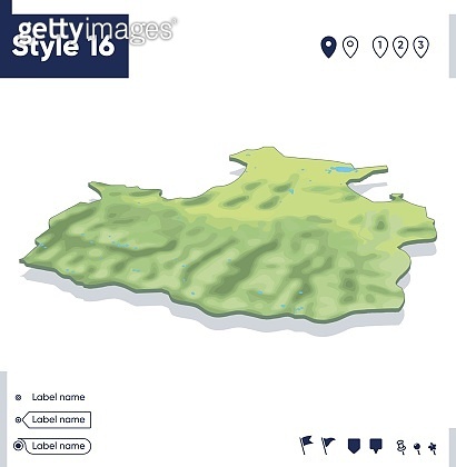 Karachayevo Circassian Republic, Russia - map with shaded relief, land ...