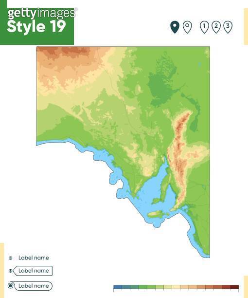 South Australia, Australia - high detailed physical map. Vector map ...