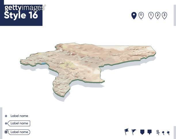 Isfahan, Iran - map with shaded relief, land cover, rivers, mountains ...
