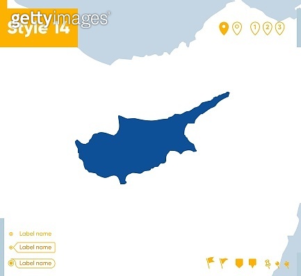 Cyprus - map with water, national borders and neighboring countries ...
