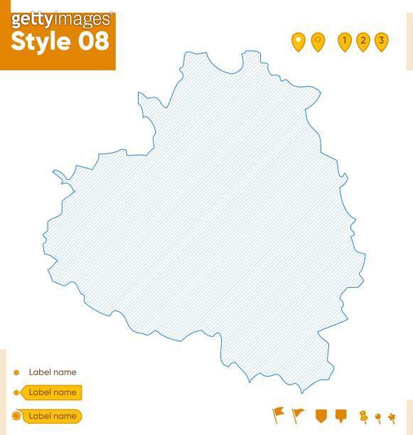 Tula Region, Russia - grid map isolated on white background. Outline ...