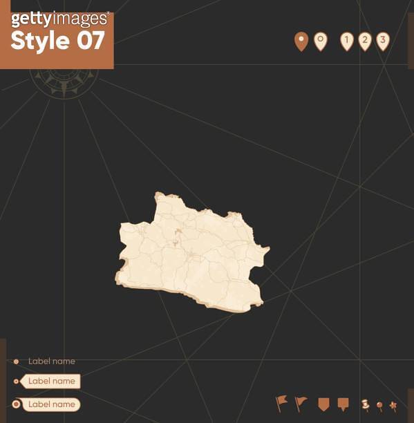 West Java, Indonesia - map in vintage style, retro style, sepia ...