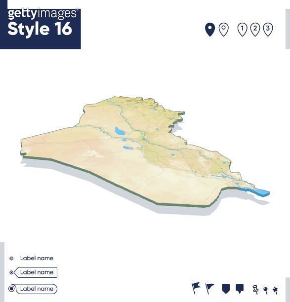 Iraq - map with shaded relief, land cover, rivers, mountains. Biome map ...