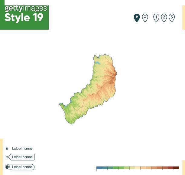 Misiones, Argentina - high detailed physical map. Vector map. Dem map ...