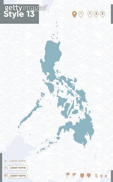 Philippines - map with water, national borders and neighboring ...