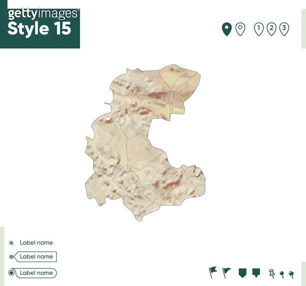 Markazi, Iran - map with shaded relief, land cover, rivers, lakes ...