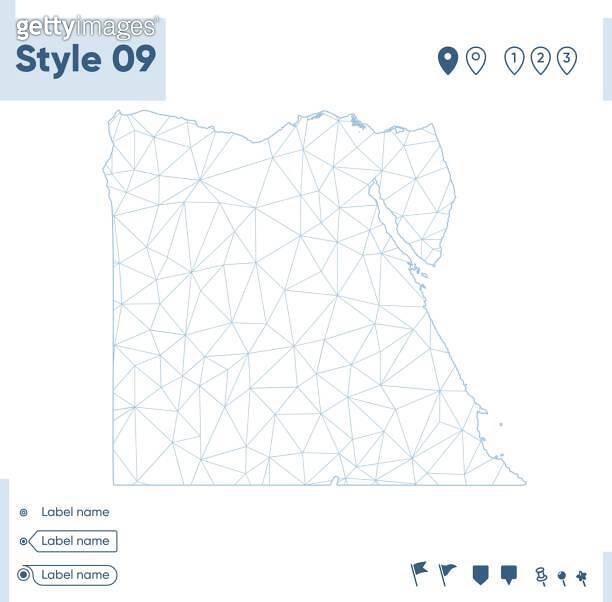 Egypt - white low poly map, polygonal map. Outline map. Vector ...