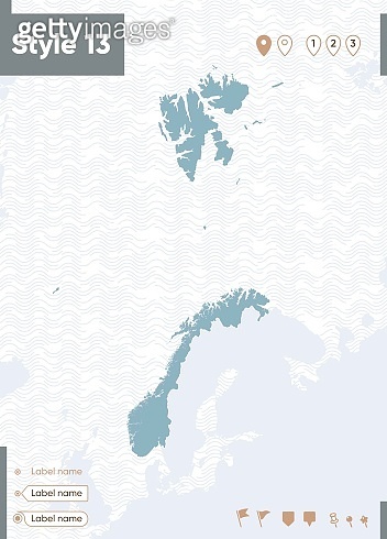 Norway - map with water, national borders and neighboring countries ...