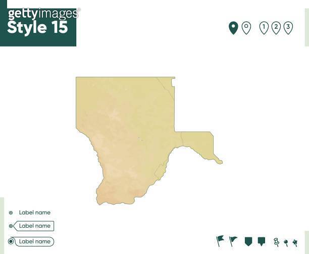 Kgalagadi, Botswana - map with shaded relief, land cover, rivers, lakes ...