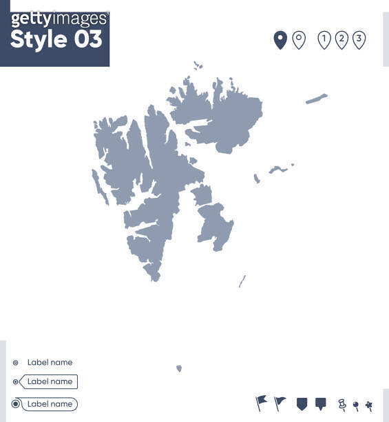 Svalbard, Norway - map isolated on white background. Outline map ...