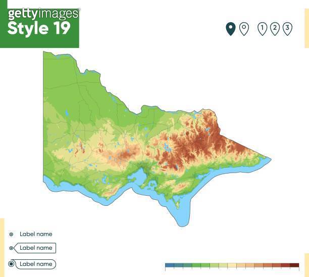 Victoria, Australia - high detailed physical map. Vector map. Dem map ...