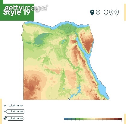 Egypt - high detailed physical map. Vector map. Dem map. (1408958894 ...